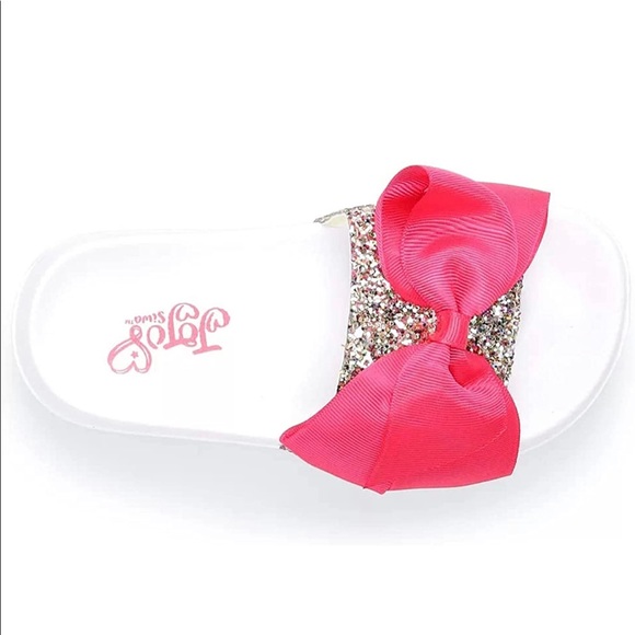 JoJo Siwa | Shoes | Nwt Jojo Siwa Rainbow Glitter Big Bow Slides Sandals L Girls 23 | Poshmark